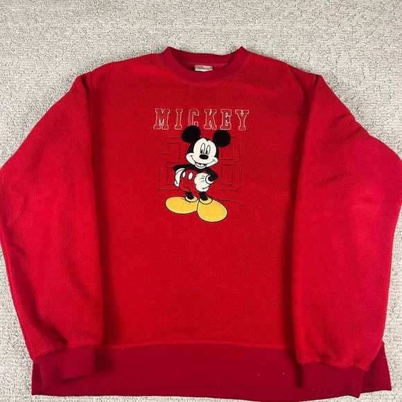Disney | Sweaters | Disney Red Crewneck Sweater With Mickey Mouse ...